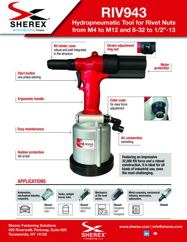 RIV943 - Rivet Nut Installation Tool for M4 to M12 and 8-32 to 1/2"-13 ...